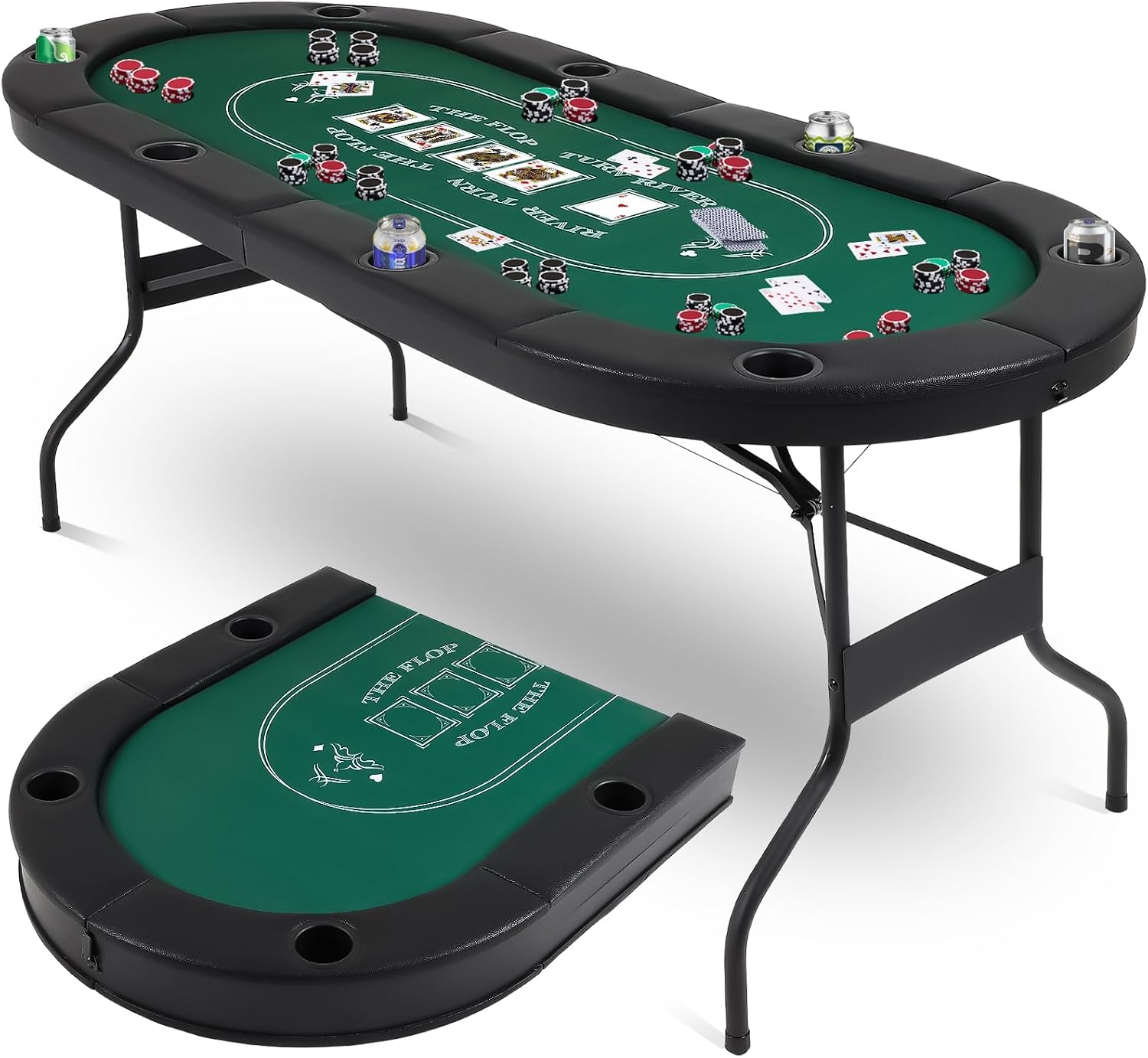Amazon.com: GCCSJ Folding Poker Table - 72" Portable Poker Table，8 ...