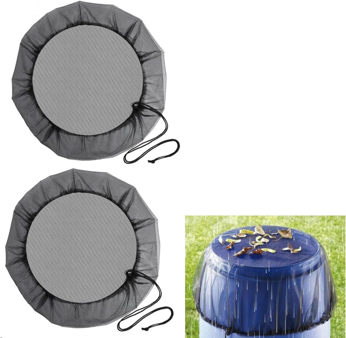 HOUSON 2PCS Rain Barrel Mesh Cover, Tank Mesh Protector Water ...