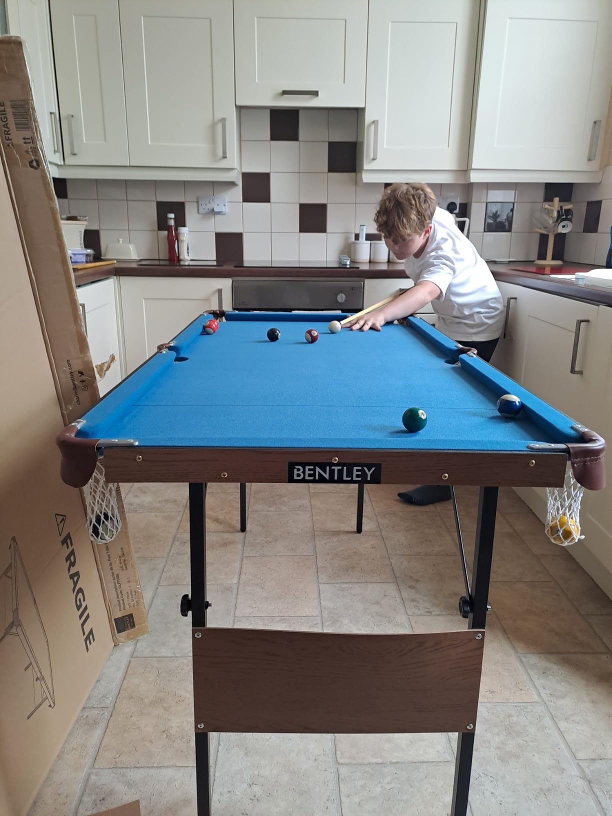 Charles Bentley 4ft 6in Blue Pool Games Table Including Balls & 2 Cues ...