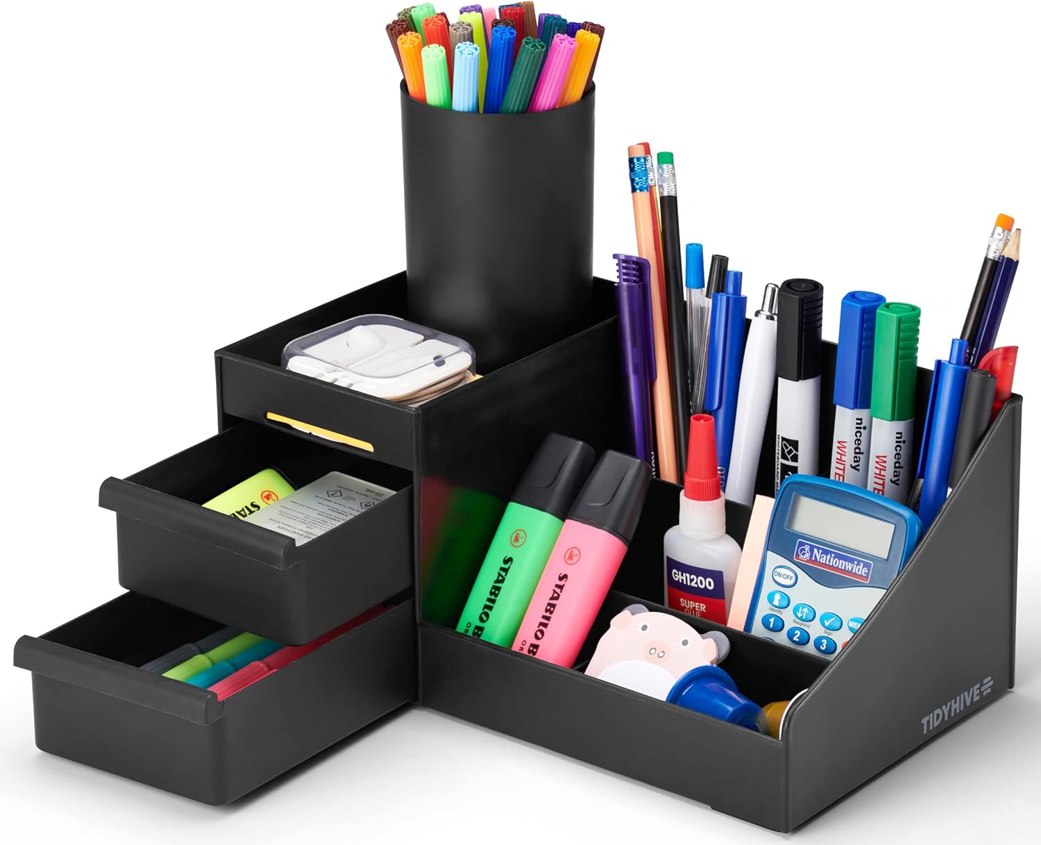 Tidyhive Desk Organiser Tidy & Pen Pot, Stationary Organiser Desk Tidy ...