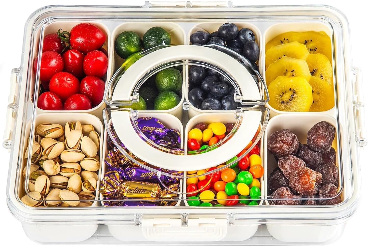 Amazon.com: Yuxrytue Divided Serving Tray with Lid and Hand,Portable ...