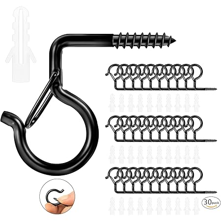Amazon.com: Zienlay 30 Pack Screw Hooks for Outdoor String Lights ...
