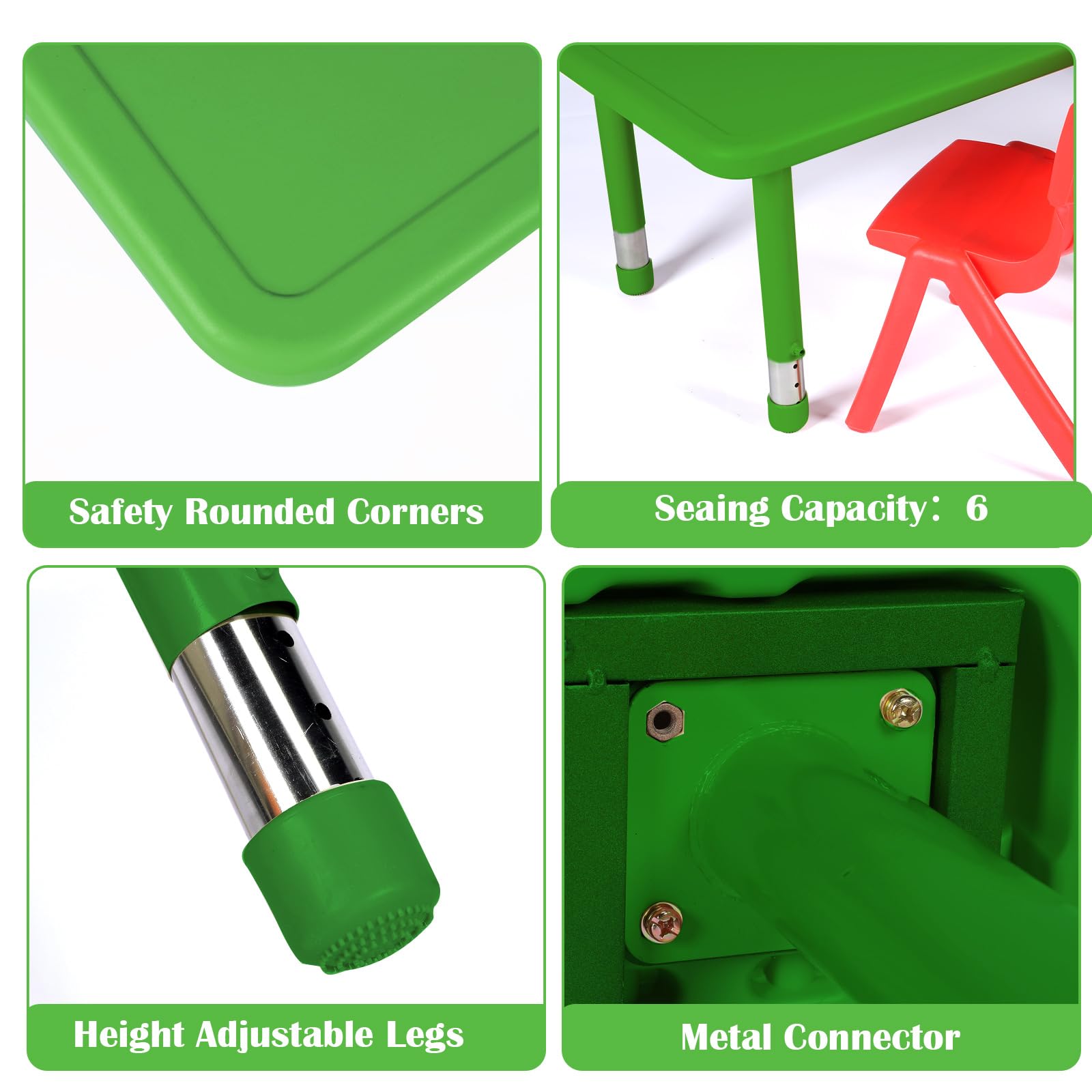 Ripeng 24" W x 47" L Rectangular Plastic Height Adjustable Activity ...