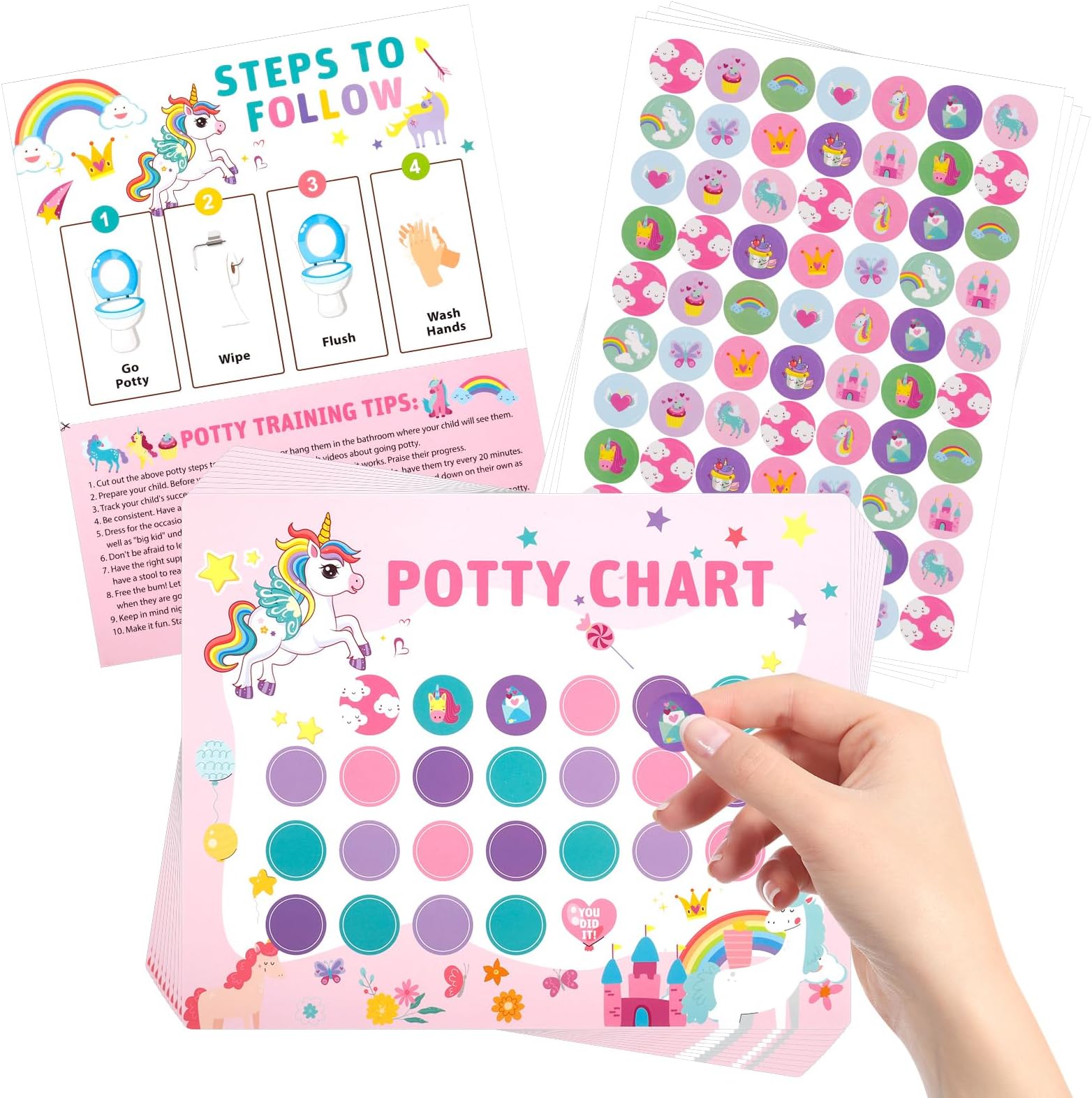 Amazon.com: GGSTDDUP Potty Training Sticker Chart, 10 Potty Charts 280 ...