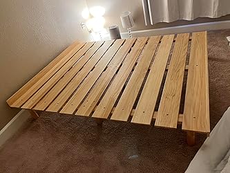 Amazon.com: EMOOR Wood Slatted Floor Bed Frame OSMOS Queen for Japanese ...