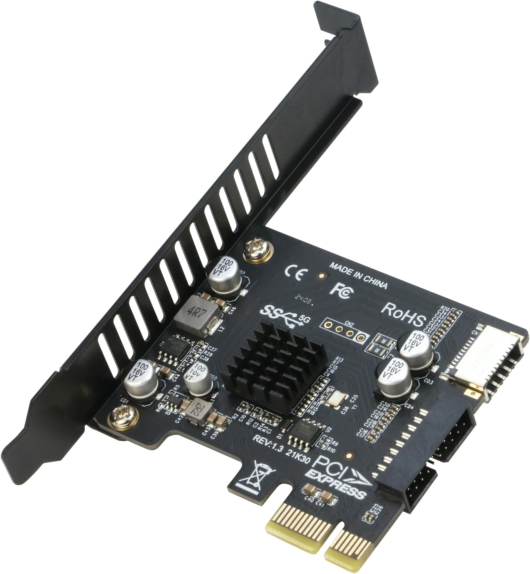 Amazon.com: PCIe to 20Pin + Type-E Internal Card, RIITOP PCI-e x1 to (19+1) Pin USB 3.0 Socket ...