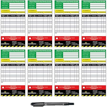 SAFETYKING® 8 Piece Fire Extinguisher Maintenance Record Sticker | Fire ...
