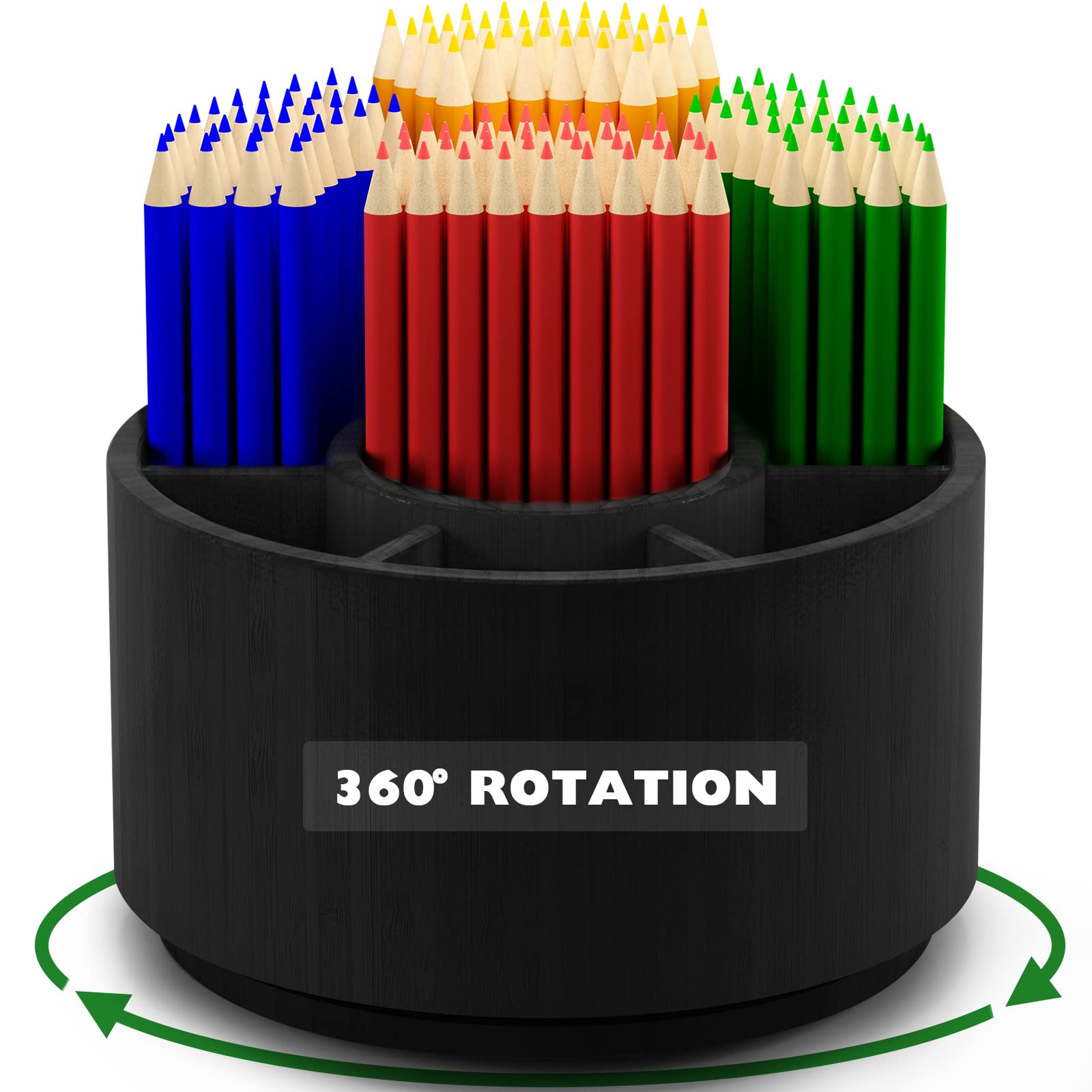 Amazon.com : Bamboo Rotating Pencil Holder for Desk - Pen Holder Desk ...