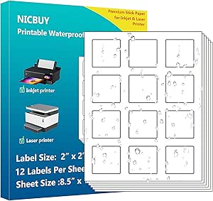 Amazon.com : 2x2 inch Square Labels Printable Glossy White Waterproof ...