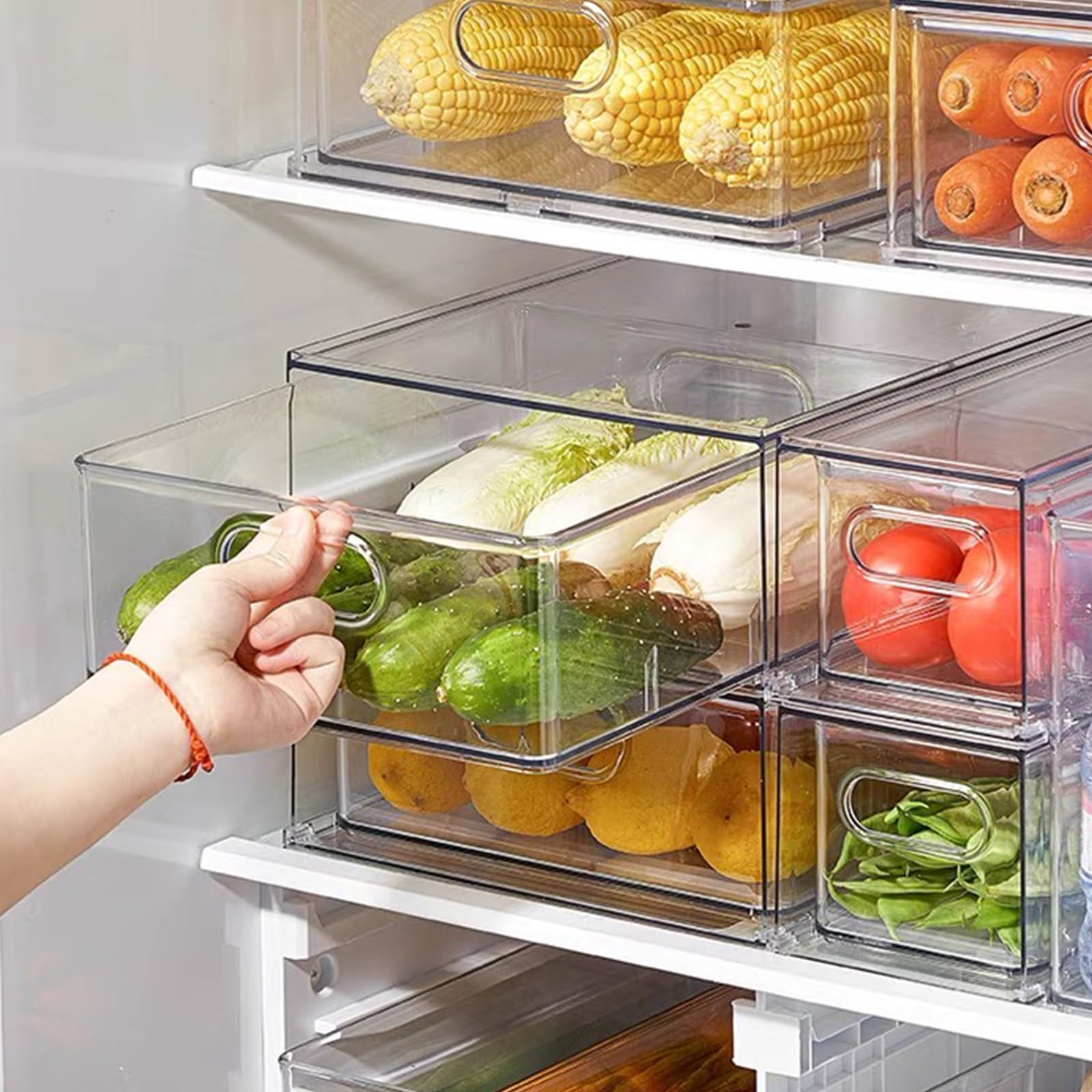 Amazon.com: LALASTAR Fridge Drawers, 3-Pack Clear Stackable Pull Out ...