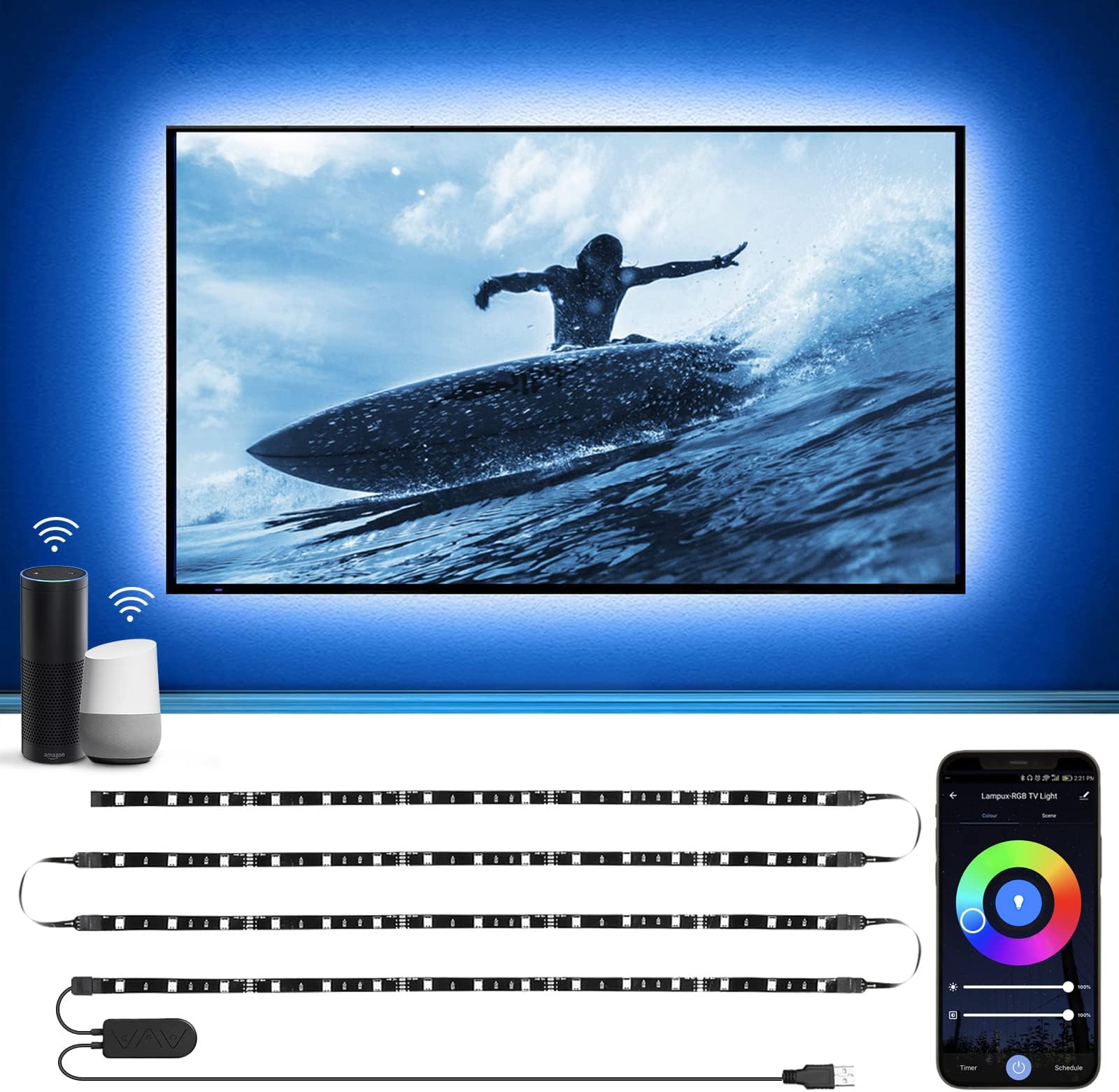 Amazon.com: LE TV LED Lights, App Control TV LED Backlights, 16 Million ...