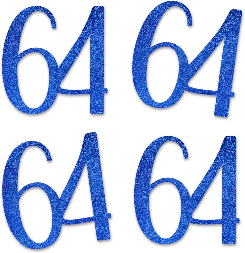 Amazon.com : Blue Glitter 64 Cut-Out Numbers, 64th Birthday Party ...