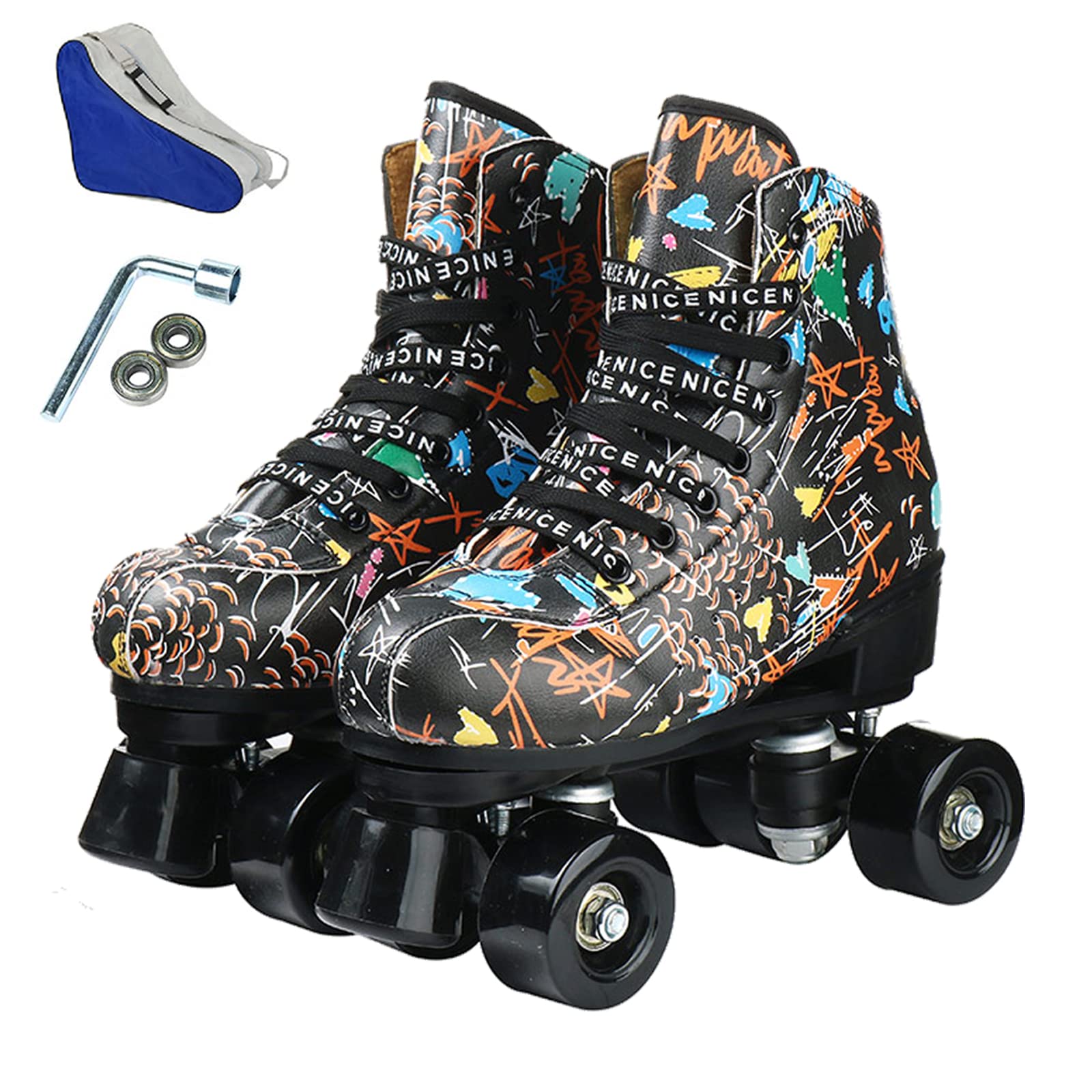 Roller Skates for Women and Mens, Classic High-top 4 Wheels Skating ...