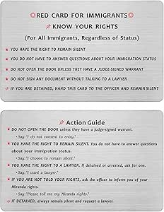 Amazon.com: DGXMD Metal Know Your Rights Immigration Red Card - A ...