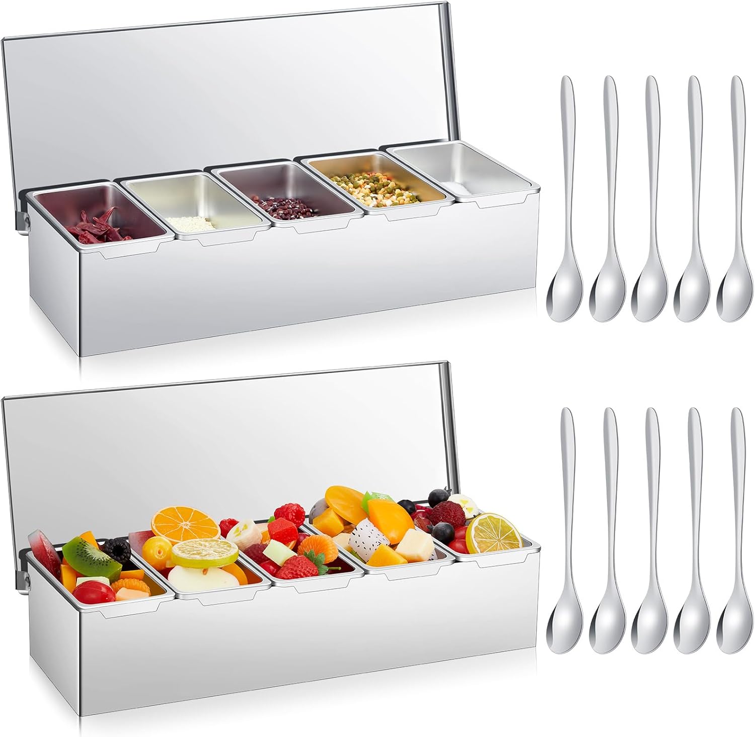 Amazon.com | Domensi 2 Pcs Stainless Steel Condiment Containers with ...