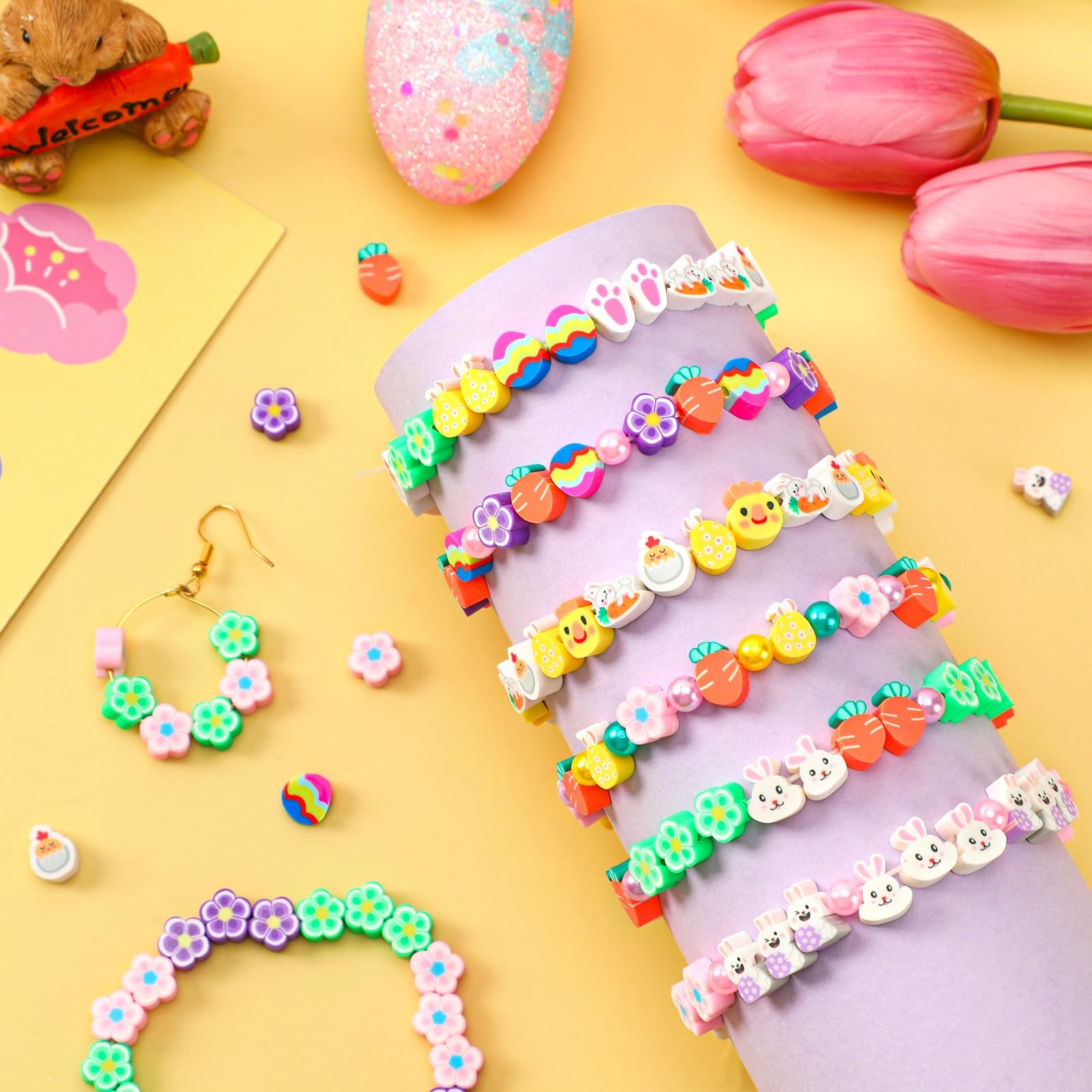 Snapklik.com : Augshy 300pcs Easter Polymer Clay Beads: Bunny, Chick ...