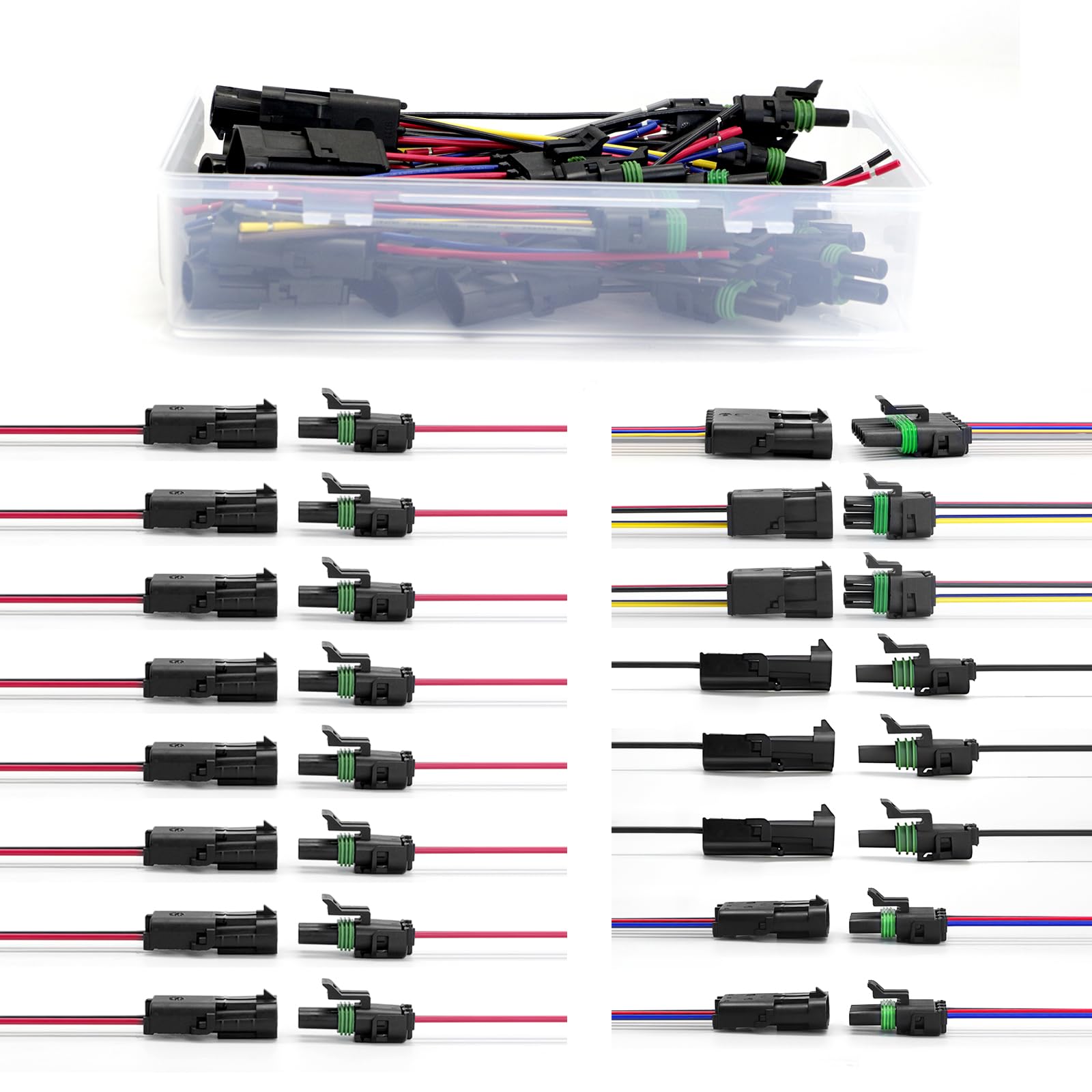 Snapklik.com : Amliber 16 Kits 1 2 3 4 6 Pin Weather Pack Connectors Kit