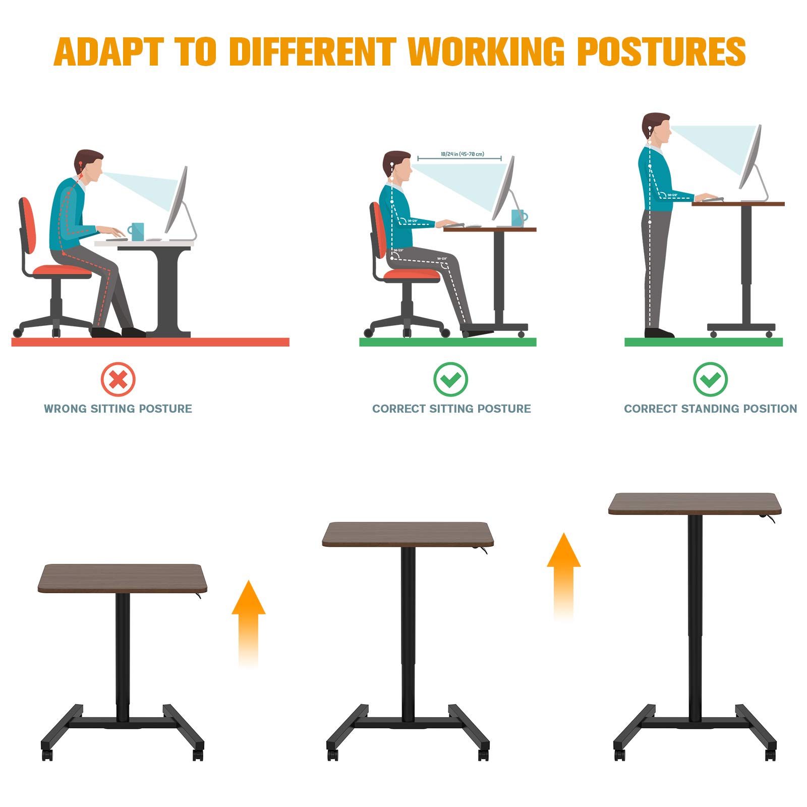 Buy 28 Inch Height Adjustable Laptop Sit To Stand Desk With Wheels buy-28-inch-height-adjustable-laptop-sit-to-stand-desk-with-wheels