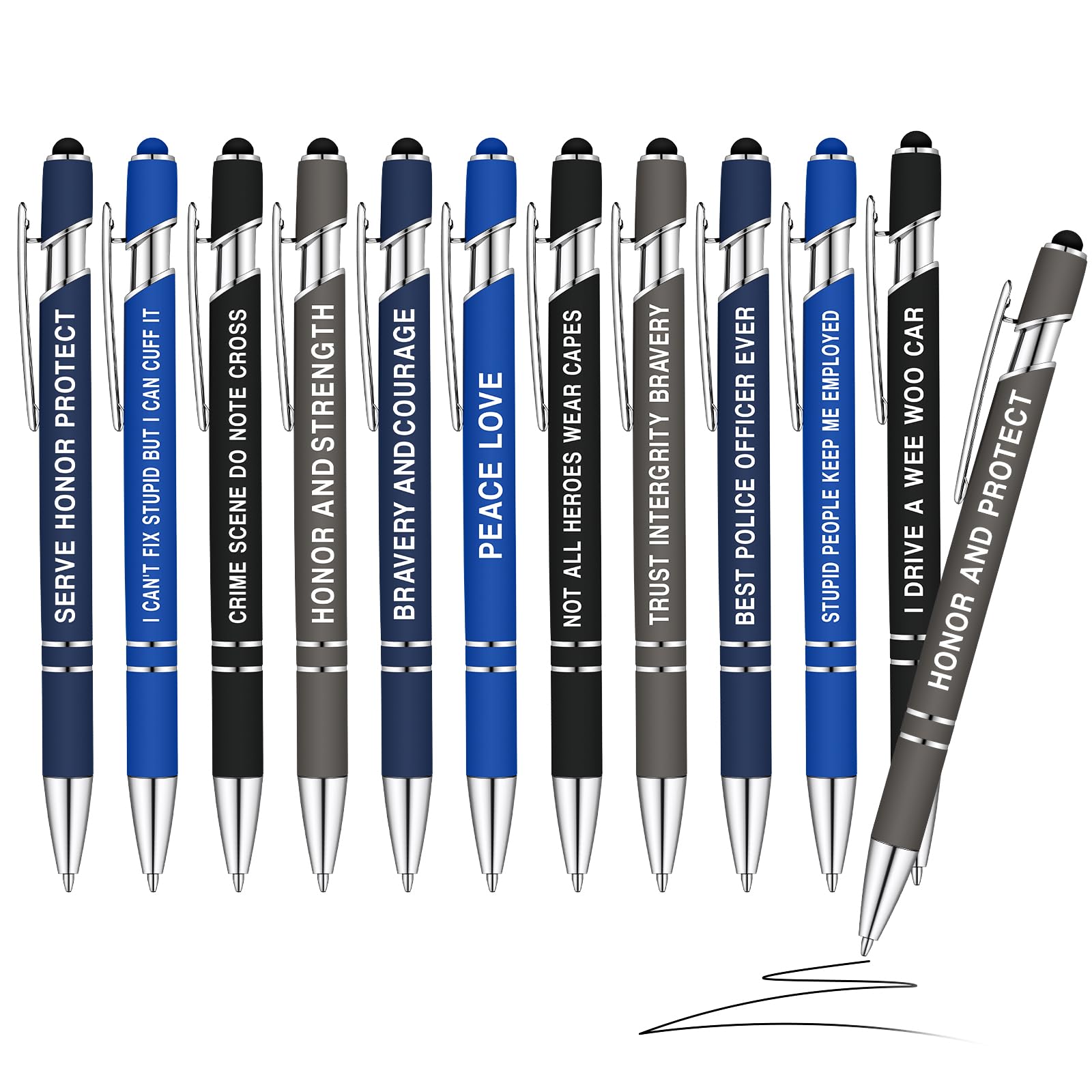 Amazon.com: Sayglossy 12 Pcs Police Ballpoint Pens Inspirational Police ...