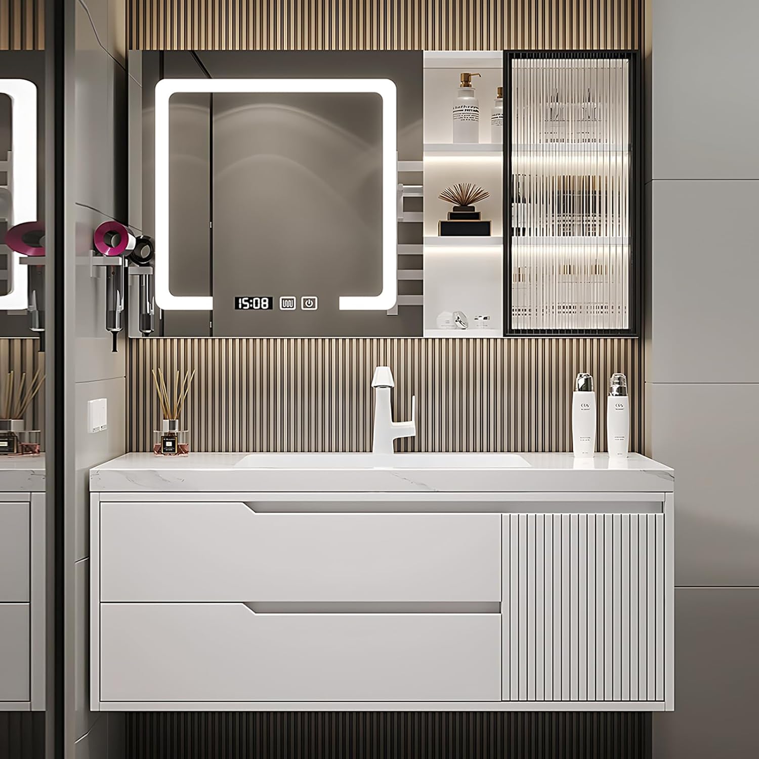 Amazon.com: High QLO Bathroom Vanity - Floating High-End Bathroom ...