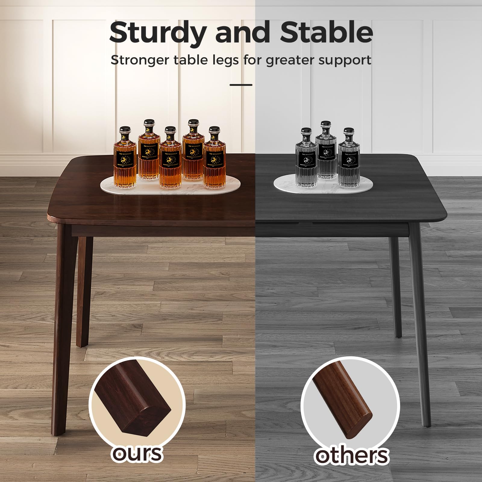 KKL Dining Table, 47" Kitchen Table for 2, Mid Century Modern Wood ...