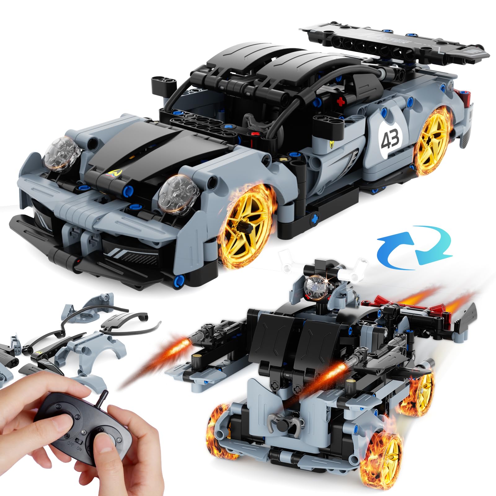Amazon.com: 28°C STEM Remote Control Car Building Kit Toys for Kids Age ...