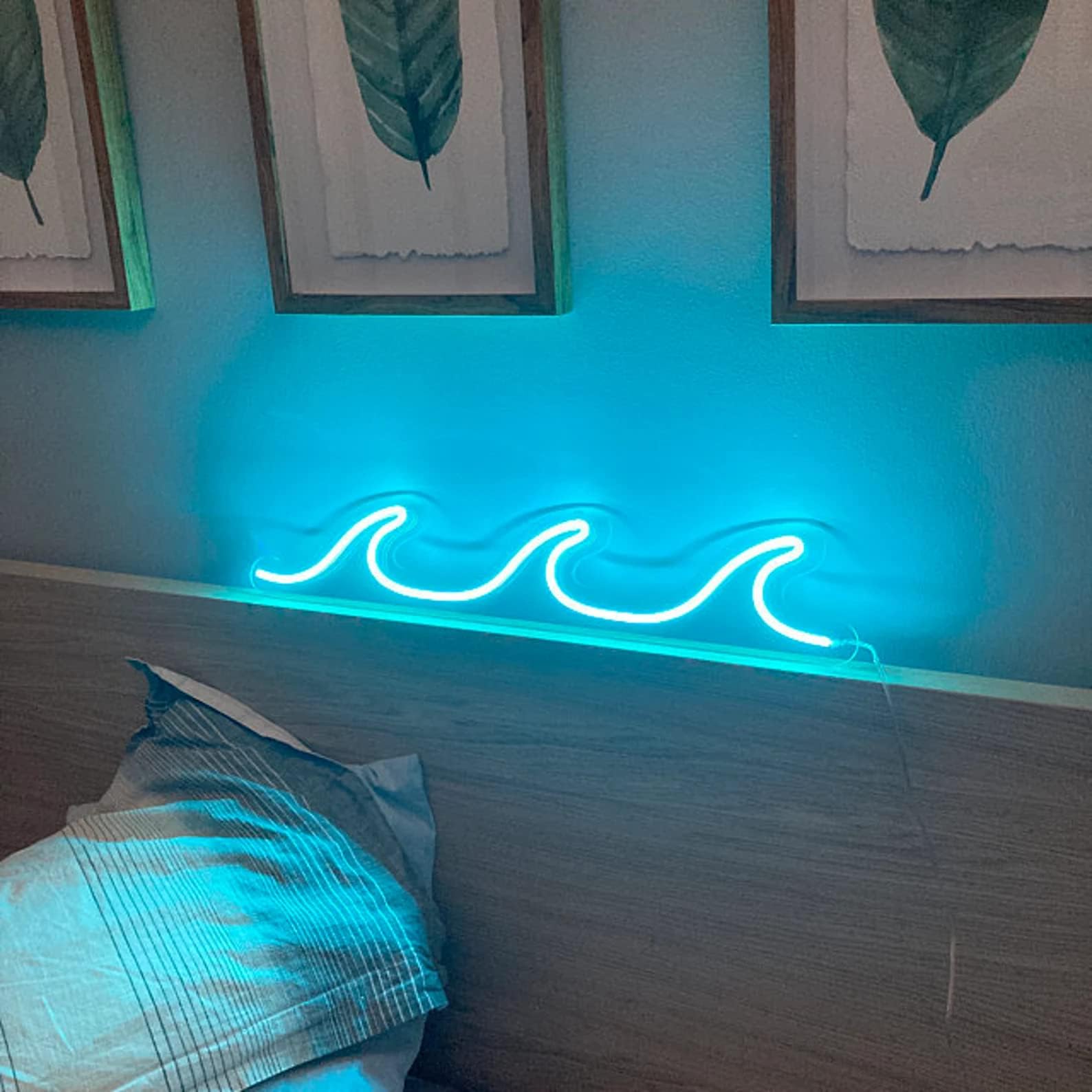 Amazon.com: Wave Neon Signs Light Blue LED Night Lights with Dimmable ...