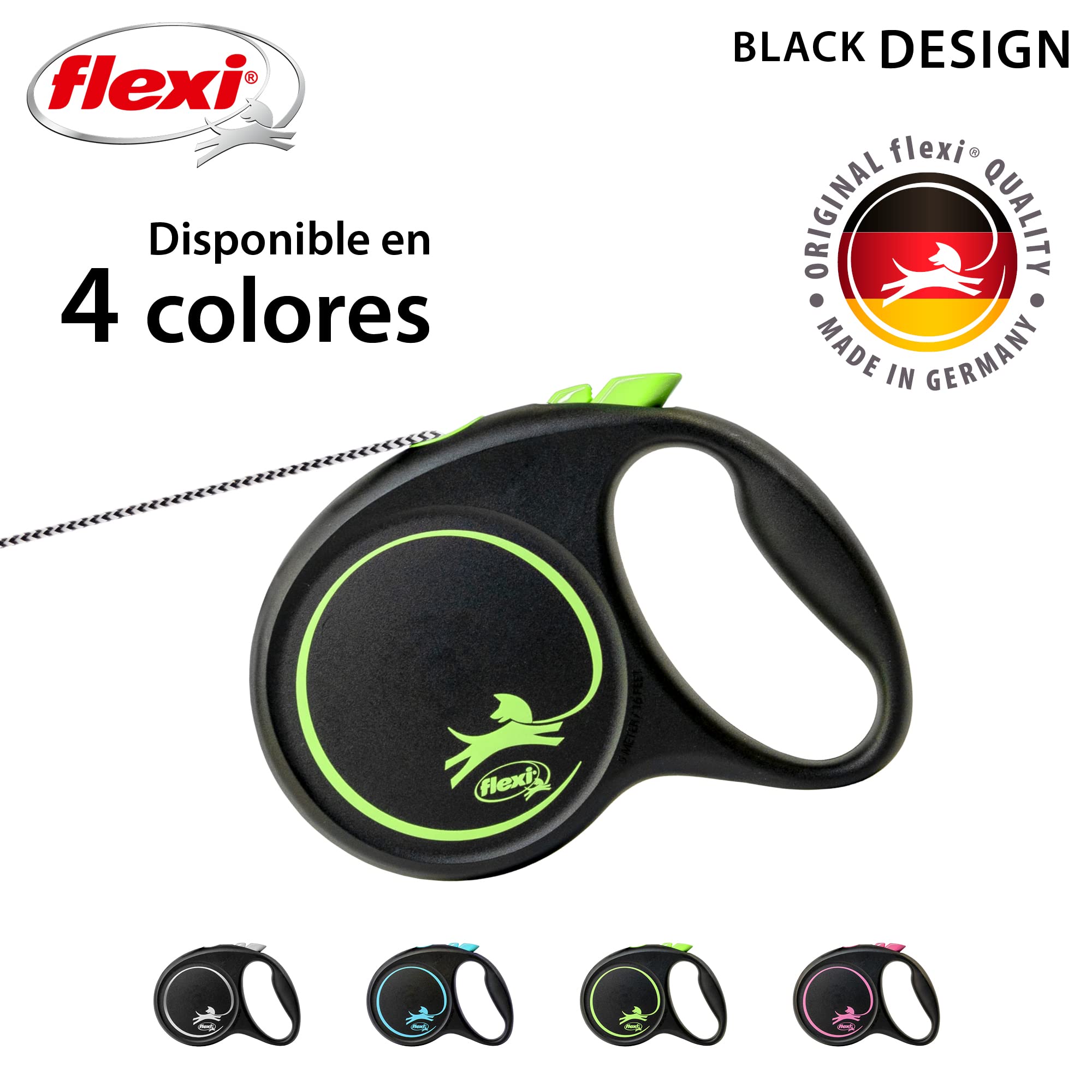 Correa Retractil Perros 5m Correa Flexi Black Design L - 5 Metros ...