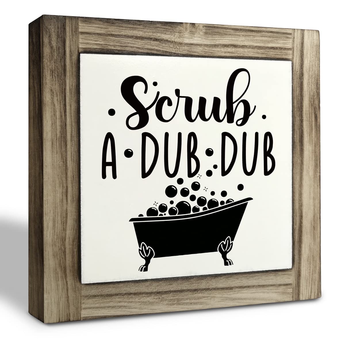 Amazon.com: Bathtub Restroom Wood Plaque Sign, Scrub A Dub Dub, Box ...