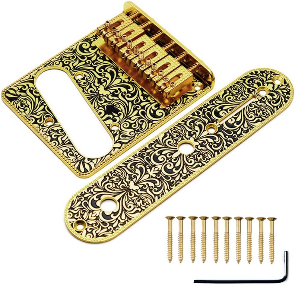 Amazon.com: TUOREN Set of Carved Pattern 6 String Roller Saddle Bridge ...