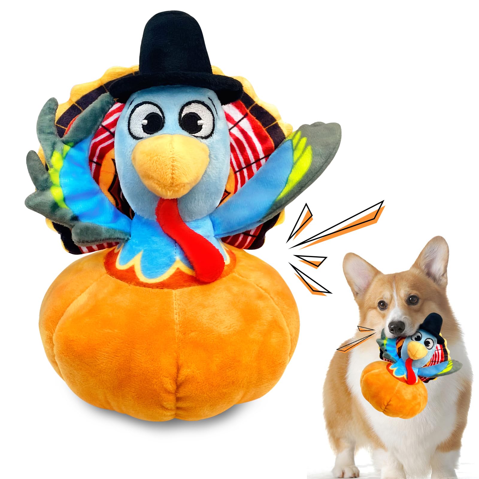 Thanksgiving Turkey Dog Plush Toys Interactive Squeaky Crinkle Dog Toys ...