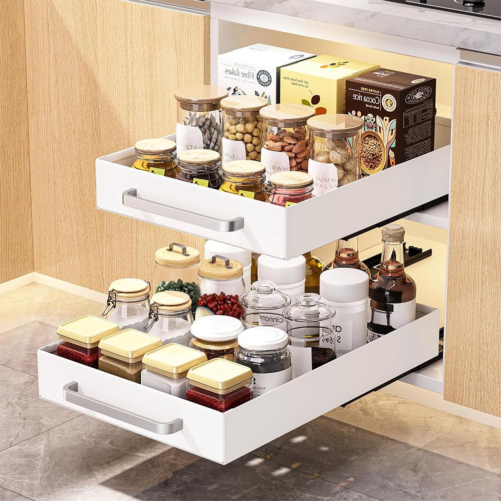 SHENMAIDAY 2-pack Pull Out Cabinet Organizer, Deep Pull Out Drawers for ...