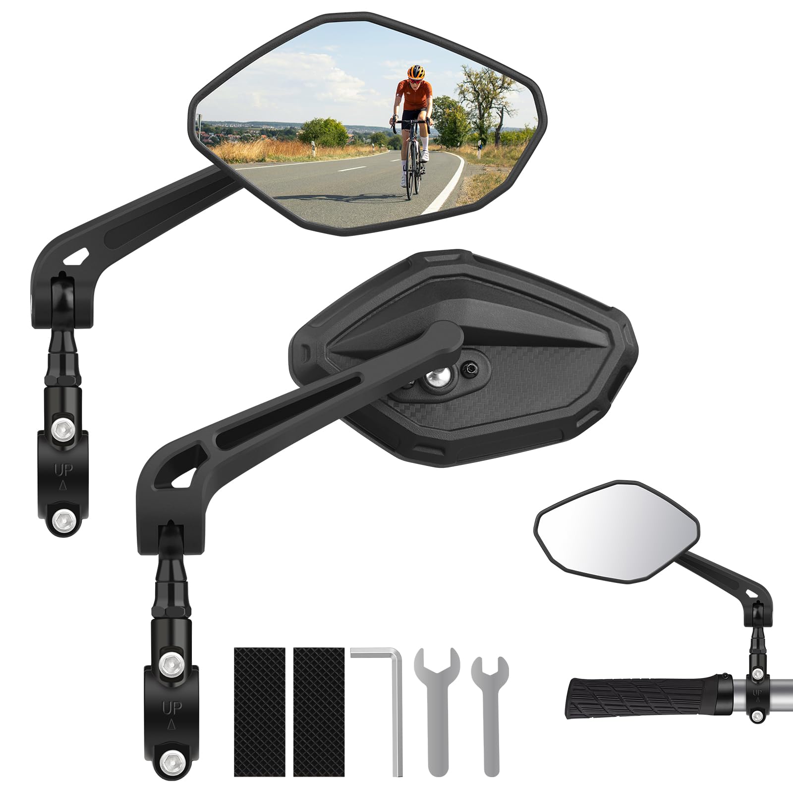 E Scooter Bike Mirror, 1 Pcs Bike Mirror Handlebar Mount,HD,360° Adjusted Bike Lectric Ebike ...