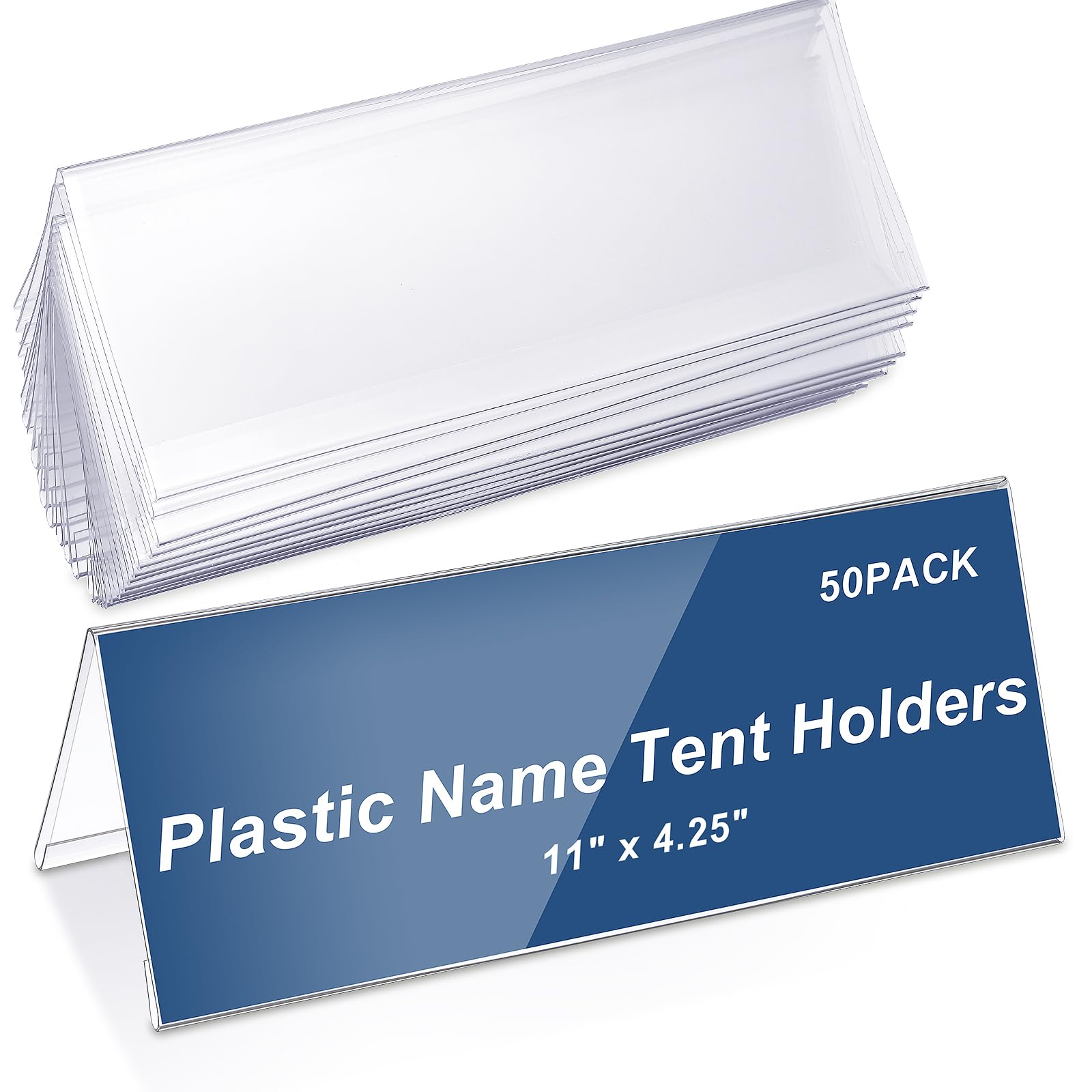 Snapklik.com : 50 Pieces Clear Plastic Name Tent Holders 11" X 4.25 ...