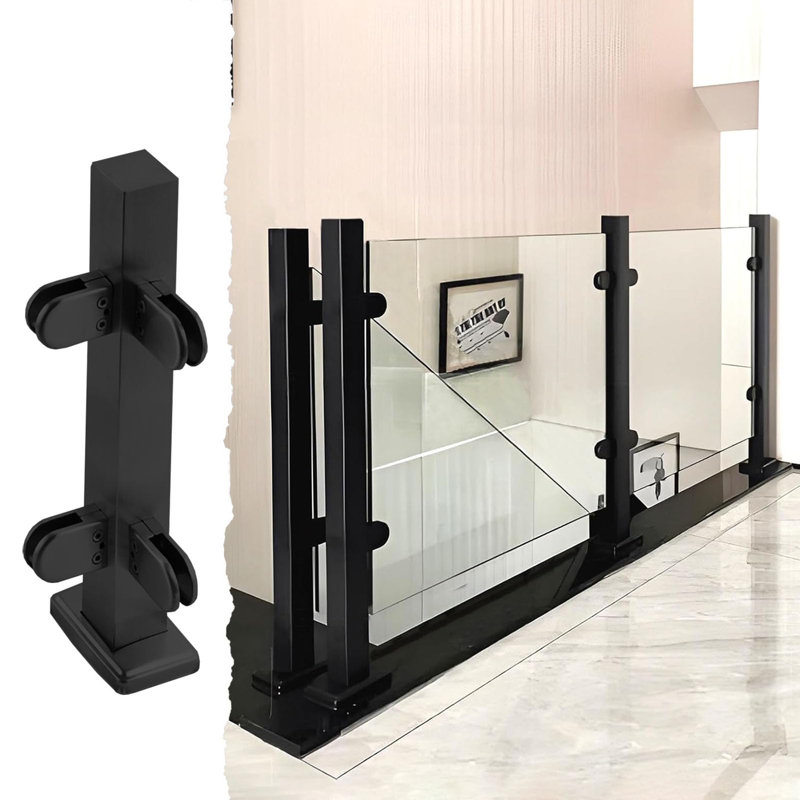 Amazon.com: 24in - 47in Glass Railing Post with Clamp, Glass Balustrade ...