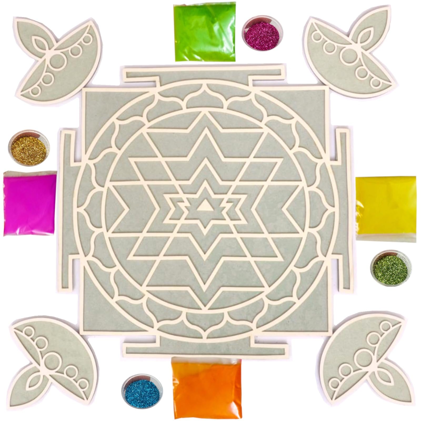 Buy The Brown Box-Island Rangoli-Shree Yantra Diya Design Template ...