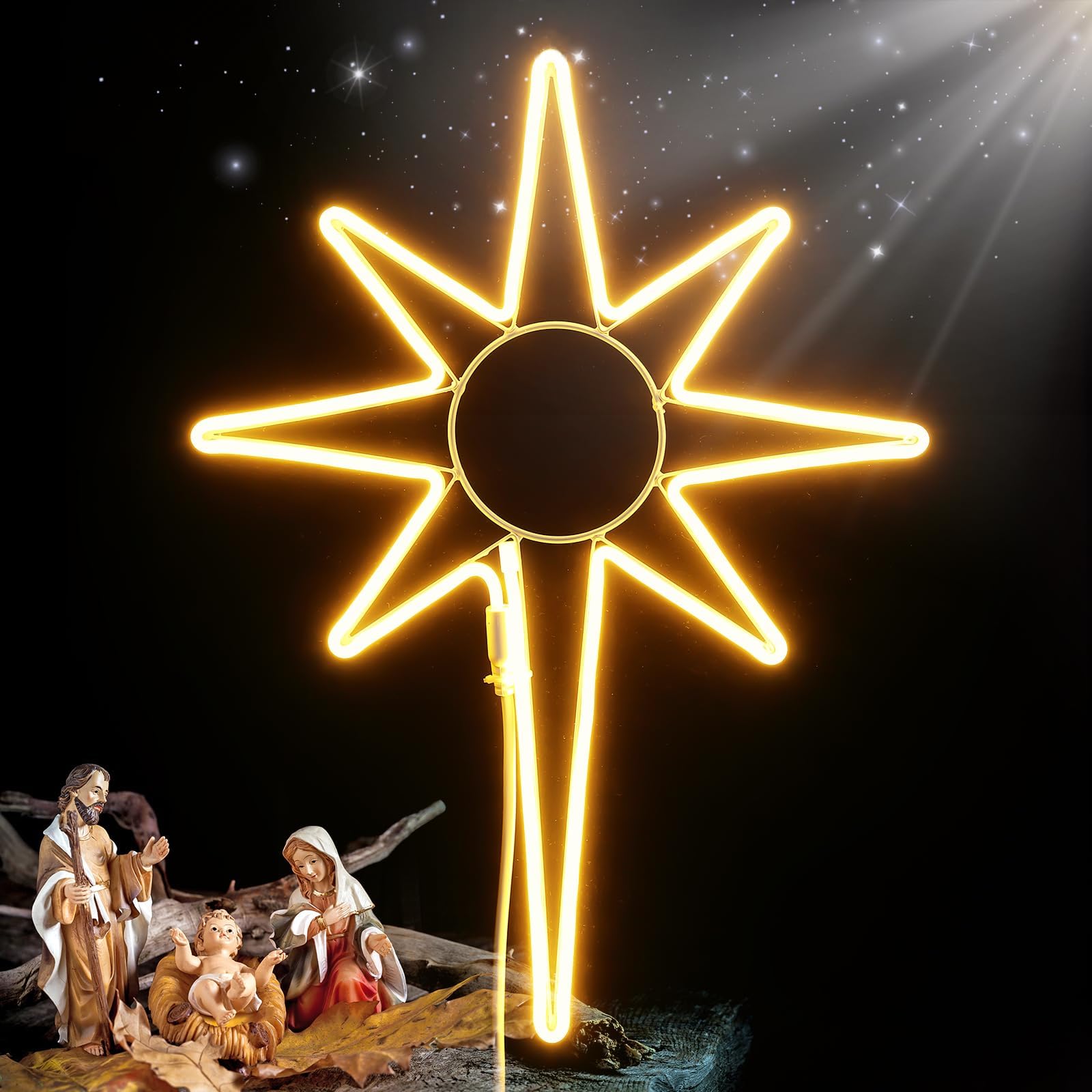 Amazon.com : Enhon 24 Inch Large Star of Bethlehem Light, 300 LED ...