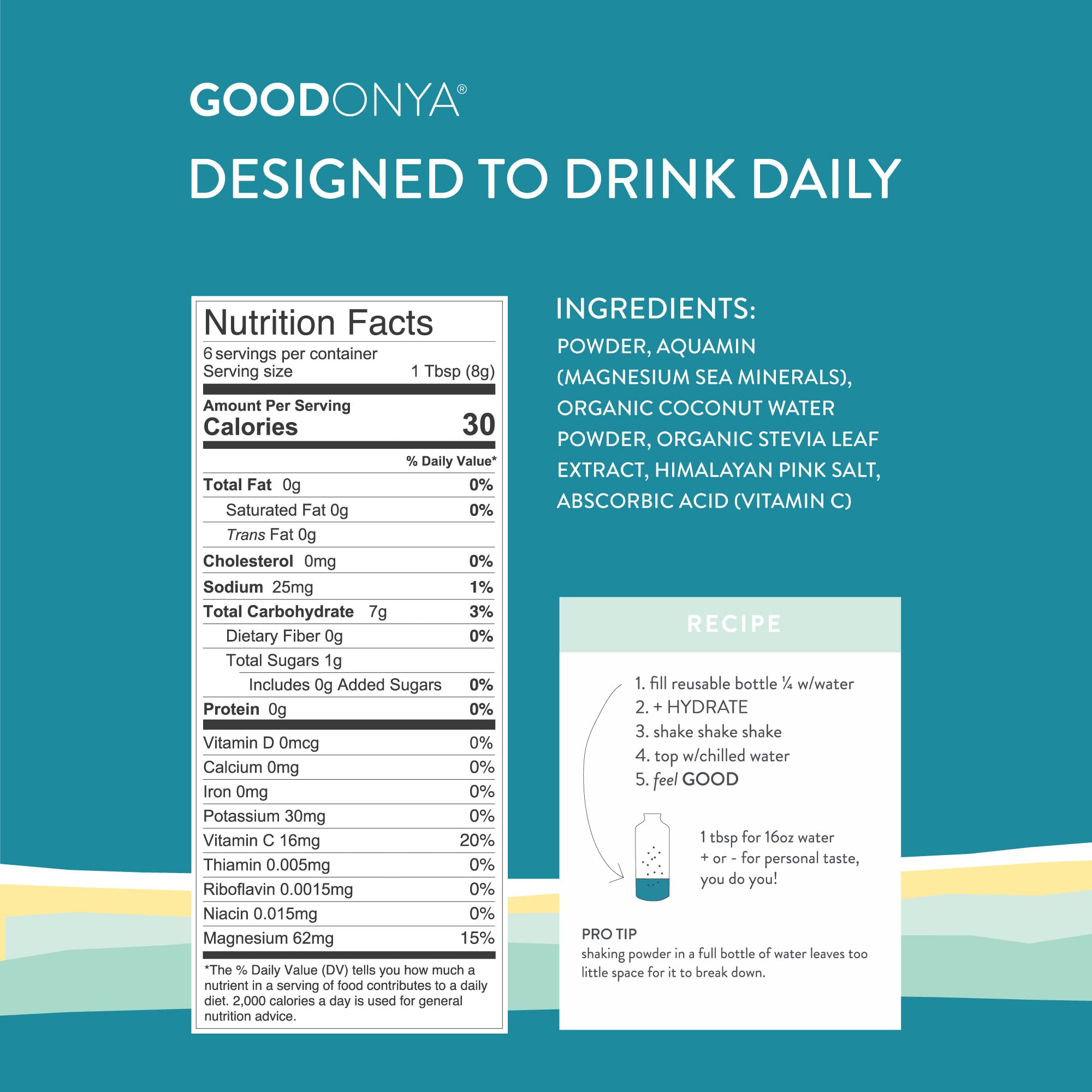 Snapklik.com : GOODONYA Hydrate Organic Electrolyte Powder, 1.7oz, 6 ...