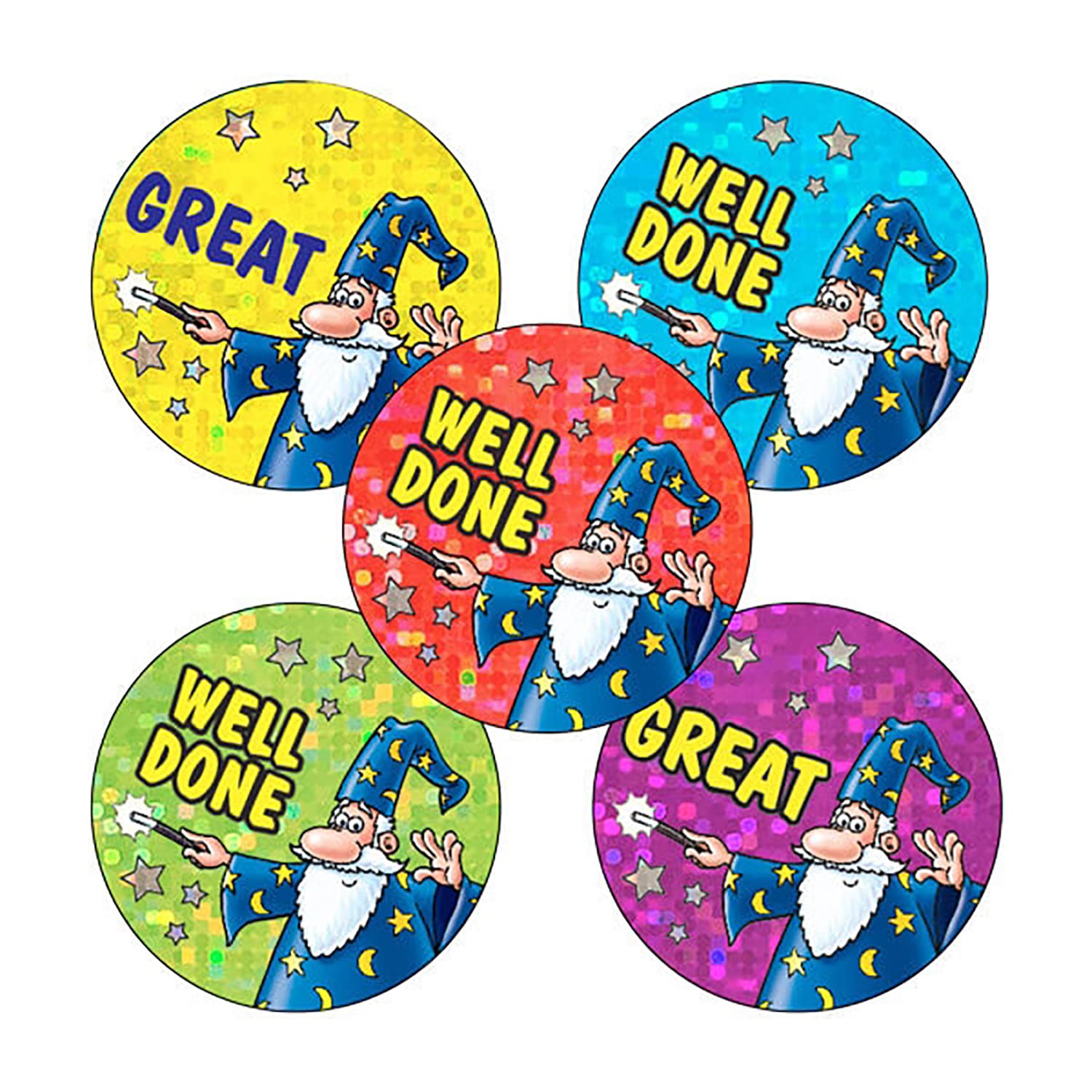 150 Mixed Holographic Sparkly Well Done Great Magic Wizard Childrens ...