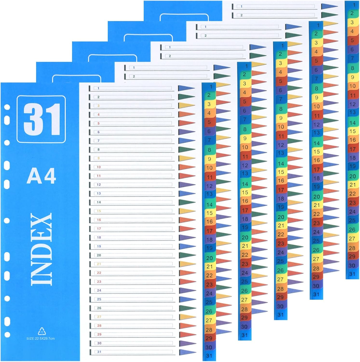 XHDA 1-31 Part Dividers A4, 5 Pack Multi-Colour Plastic A4 Index Folder ...