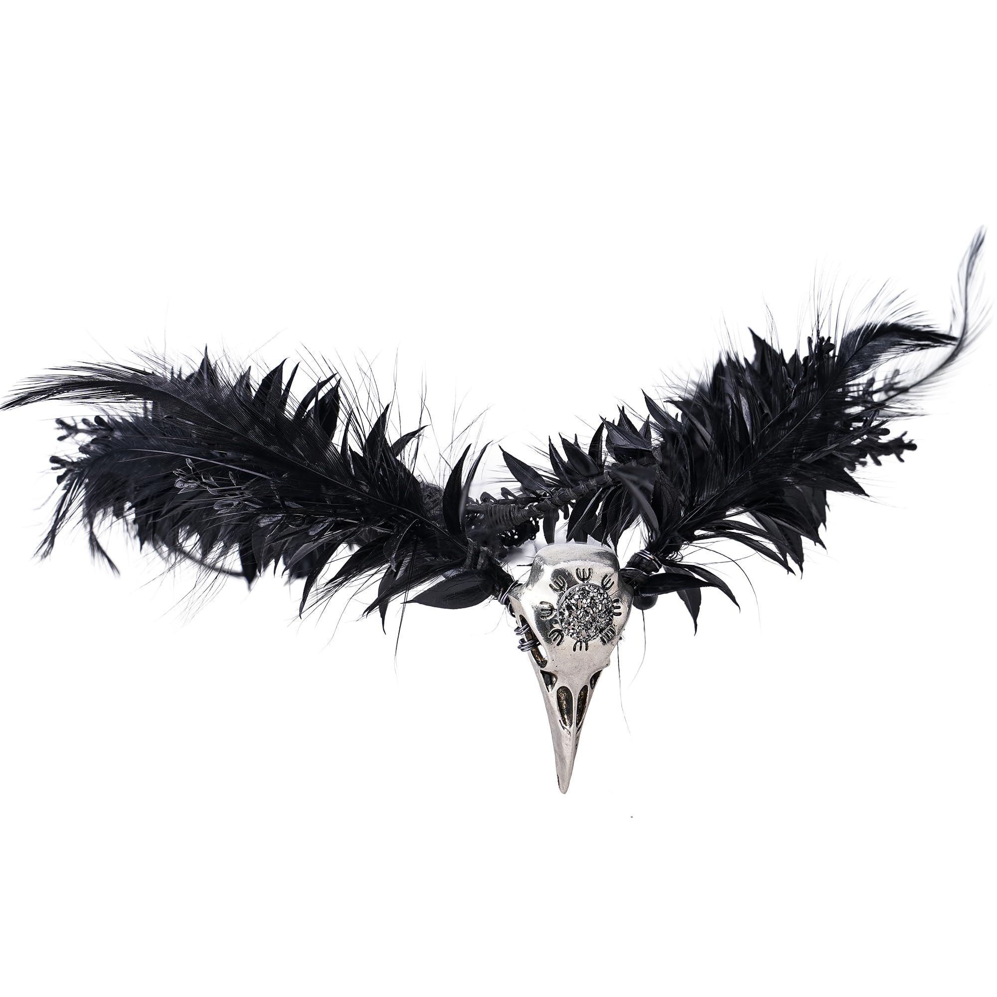 Amazon.com: MOSTORY Gothic Black Feather Crown - Witch Headpiece Elf ...