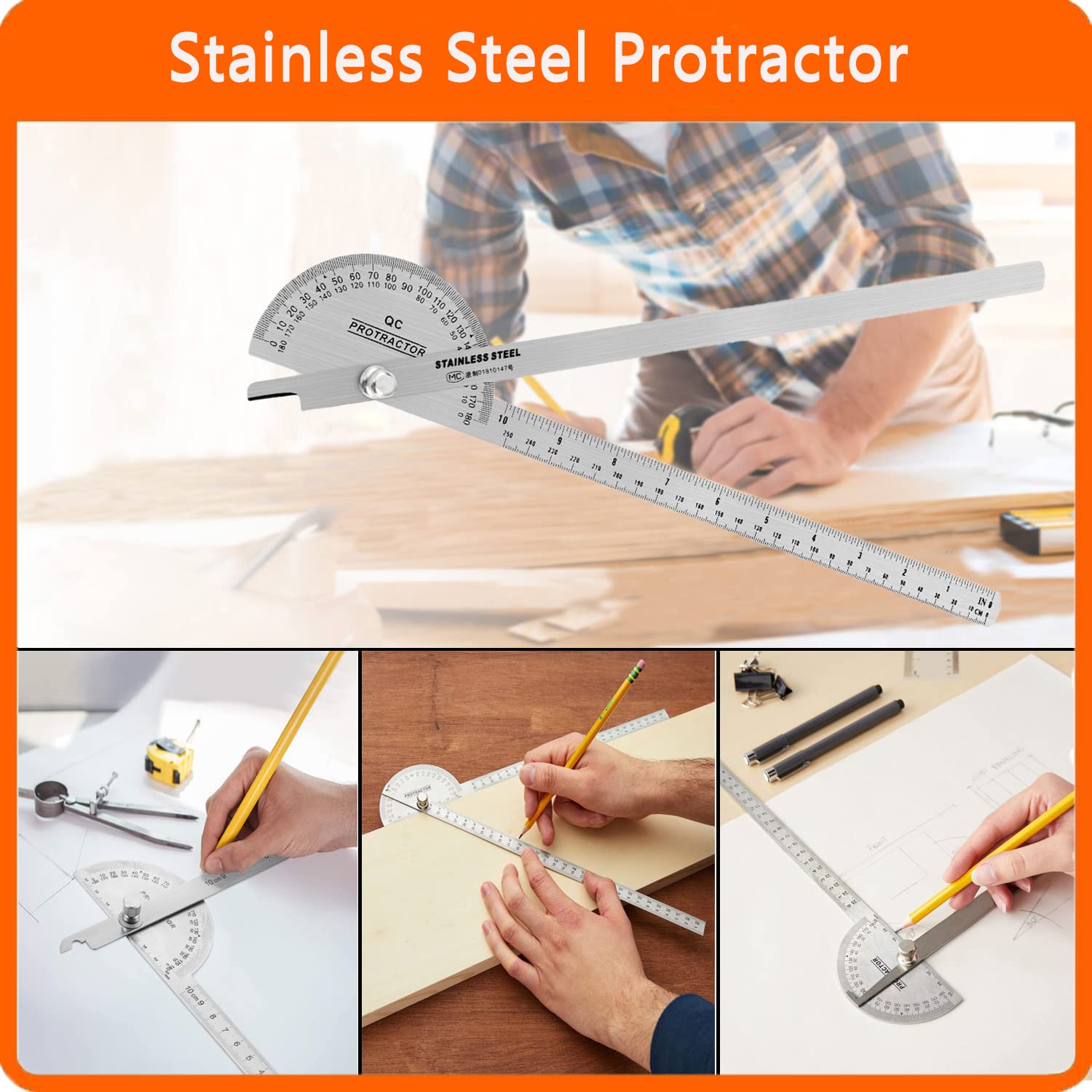 Snapklik.com : Angle Finder,Both Arms Stainless Steel Protractor