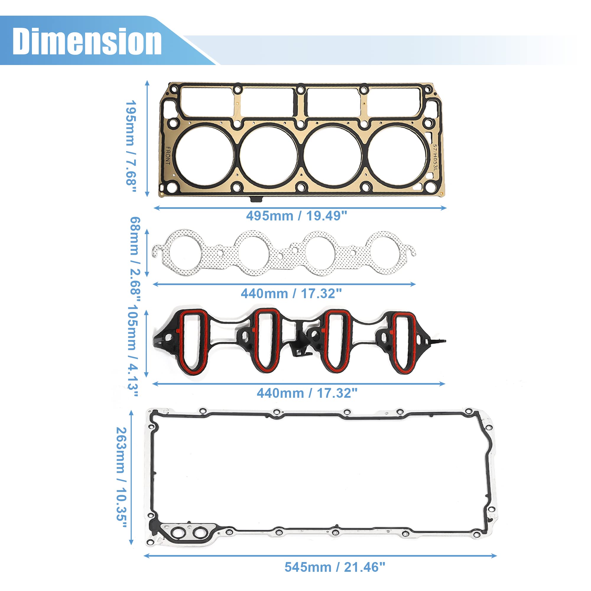X AUTOHAUX Engine Cylinder Head Gasket Set CS9284 HS9292PT-1 for Chevy ...