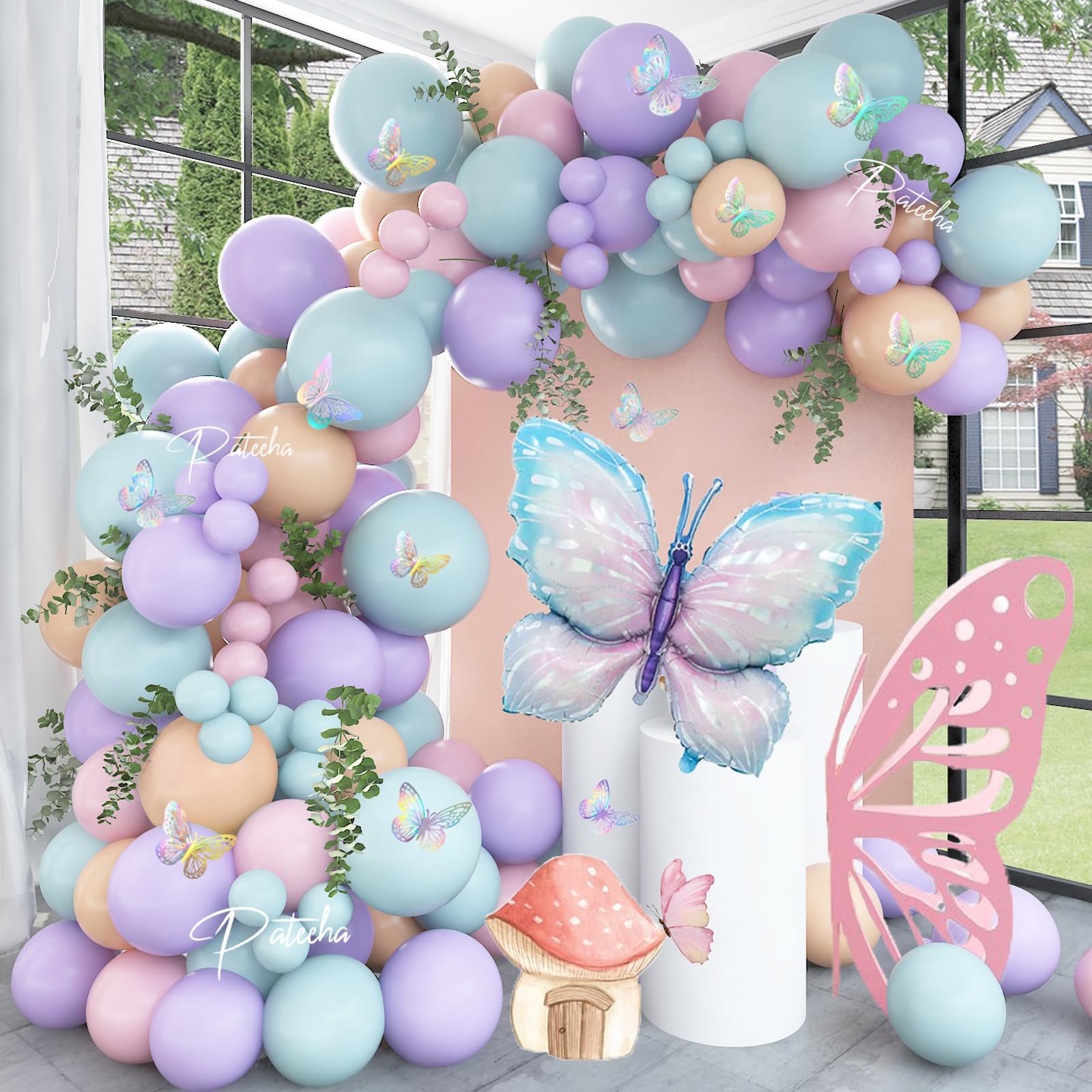 Amazon.com: Pateeha Butterfly Balloon Arch Kit 12ft Fairy Butterfly ...