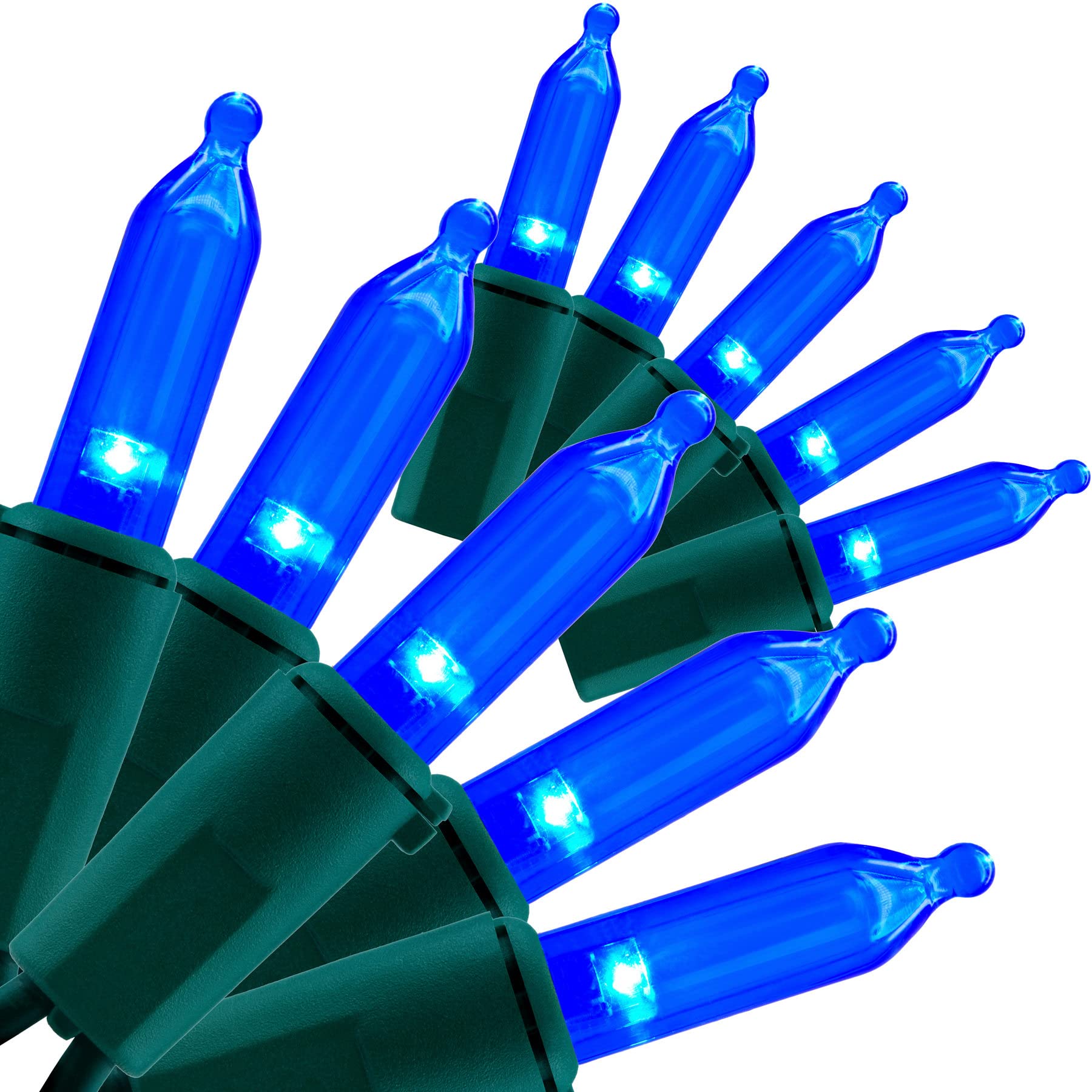 YULETIME Blue LED Christmas Lights 200 Count 50 ft, Pack of 2 Strands ...