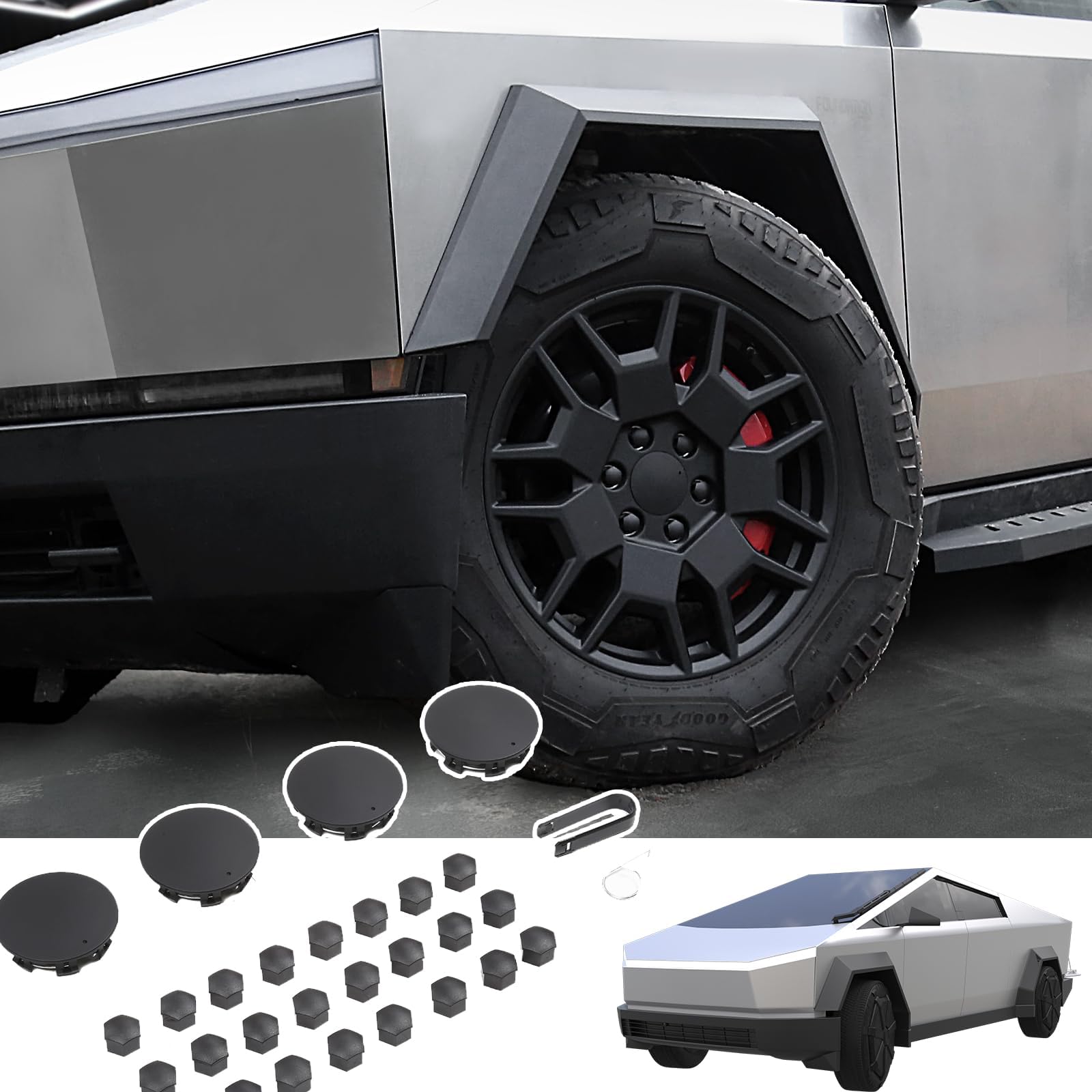 Amazon.com: 4 PCS Wheel Caps for Cybertruck ABS Tesla Cybertruck Wheel ...