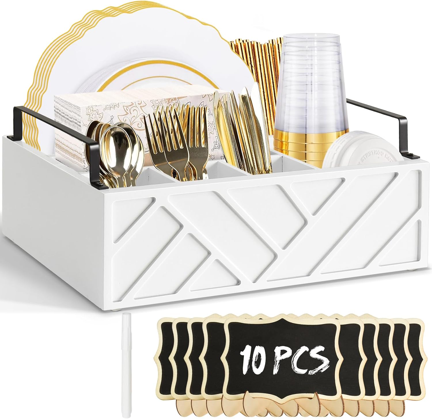 Amazon.com - Paper Plate Dispenser with 10 Mini Chalkboard Signs, Wood ...