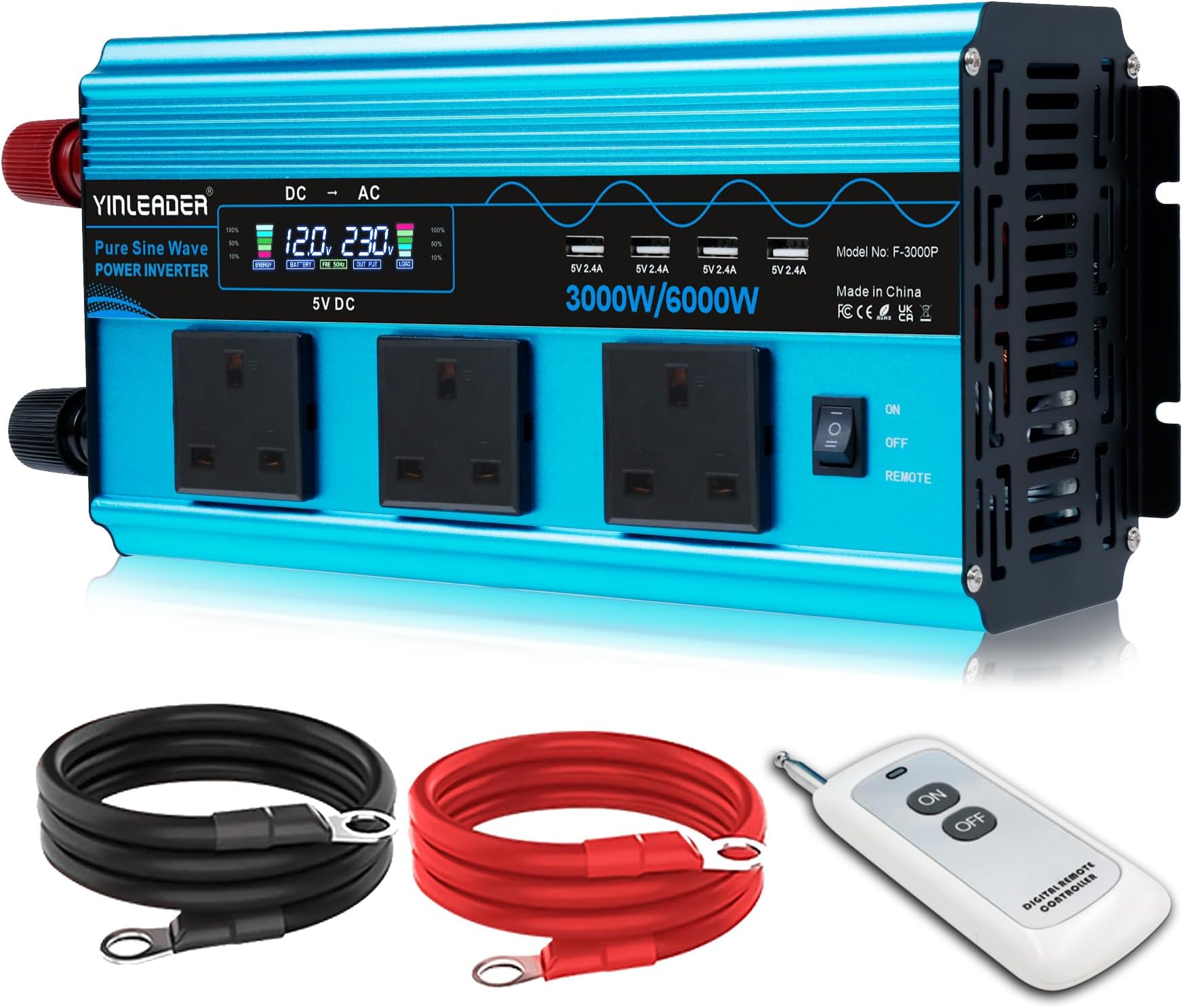 Yinleader Pure Sine Wave Power inverter 3000W /6000W DC 12V to AC 240V ...