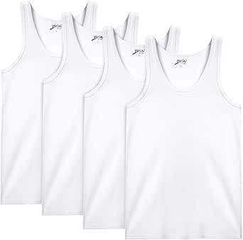 Brix Men's Tank Top Undershirts - 100% Cotton Multipack Tagless Shirts ...