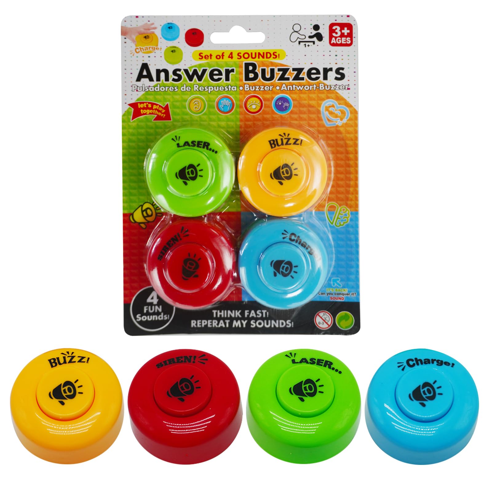 Amazon.com: Gelabur Set of 4 Buzzers for Trivia Games, Mini Answer ...